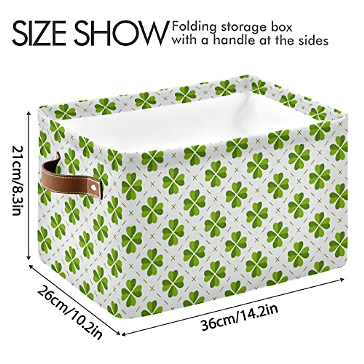 xigua St. Patricks Day Clover Storage Basket, Durable Canvas Organizer With Handles Large Collapsible Storage Bins Boxes for Home Office - 2packs