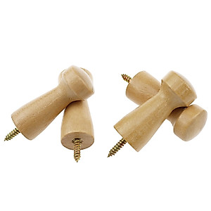 Wantane Screw-On Solid Wood Hook Wooden Coat Hook Coat and Hat Hook Shaker Hook Drying Hook for Hanging Clothes, Hats, Towels, etc. -10PCS