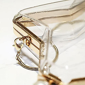 Rejolly Clear Clutch Bags for Women Stadium Approved Evening Purse Acrylic Transparent Handbag Shoulder Bag with Chain Strap (Star (Pearl Closure))