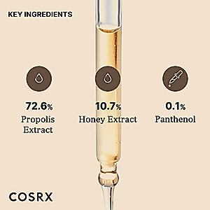 COSRX Propolis Ampoule, Glow Boosting Serum for Face with 73.5% Propolis Extract, 1.01 fl.oz / 30ml, Hydrating Essence for Sentsitive Skin, Fine Lines, Uneven Skintone, Not Tested on Animals, No Parabens, No Sulfates, No Phthalates, Korean Skincare