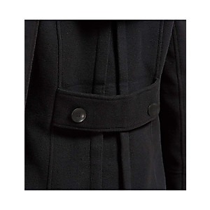 Tanming Women's Warm Double Breasted Wool Pea Coat Trench Coat Jacket with Hood (Black-XL)