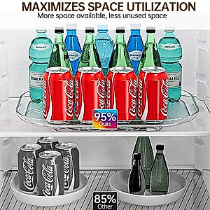 Square Lazy Susan for Refrigerator, Clear Turntable Organizer, 2 Pack 15.67'' Rectangular Fridge Organizers and Storage, Rotating Rack Organization for Kitchen, Counter Top, Cabinet Closet, Pantry