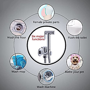 ZLOCYIVHE Hand Held Toilet Bidet Sprayer, Wall Mount Portable Cloth Diaper Sprayer Brass Bidet Faucet for Pets Shower, Chrome Finish,Chrome a(Chrome)