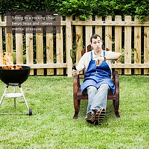 Ynredee Wooden Rocking Chair,Patio Rocker Chair with Slatted Design and Oversized Back Wagon Wheel Armrest for Porch,Poolside,Garden