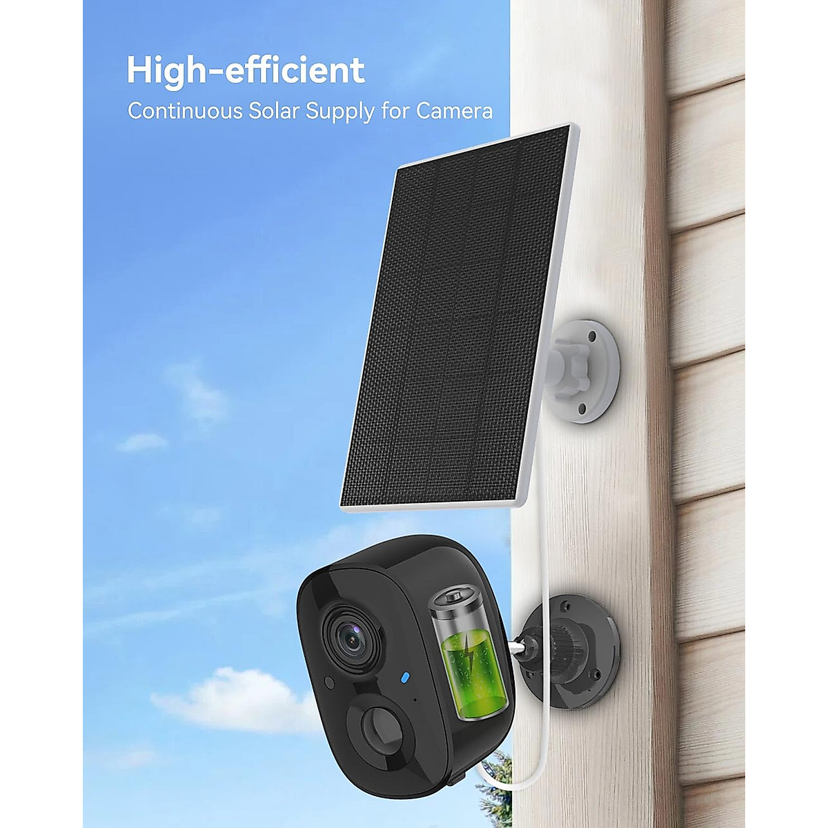 LongPlus Solar Panel for Outdoor Camera Wireless Camera,CG6/X83, IP66 Waterproof Solar Panel with 10Ft Micro USB Port, Power Supply for Security Camera (Micro USB Port)