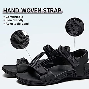 MEGNYA Comfortable Hiking Sandals for Women, Lightweight Walking Sport Slides Black Size 9