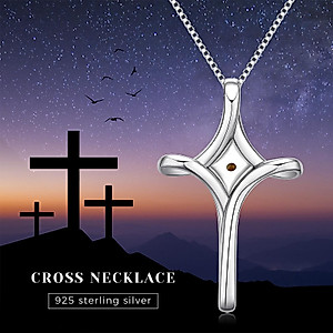 TwoAnts Mustard Seed Cross Necklace 925 Sterling Silver Faith Pendant Necklace Christian Jewelry Gift for Women