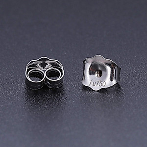 18K White Gold Earring Backs Small Tiny Hypoallergenic Butterfly Ear Extra Post Findings Safety for Studs Replacement (18K White Gold Earring Backs)