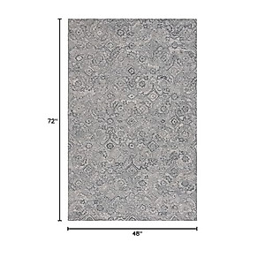 SAFAVIEH Metro Collection Accent Rug - 4' x 6', Grey, Handmade Floral Wool, Ideal for High Traffic Areas in Entryway, Living Room, Bedroom (MET883F)