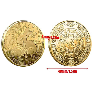 Chinese Zodiac Rabbit Commemorative, 2023 New Year of The Rabbit Uncirculated Coin, Collector Coin, for Collectors, Craft Decorations, Lucky Souvenir Gifts