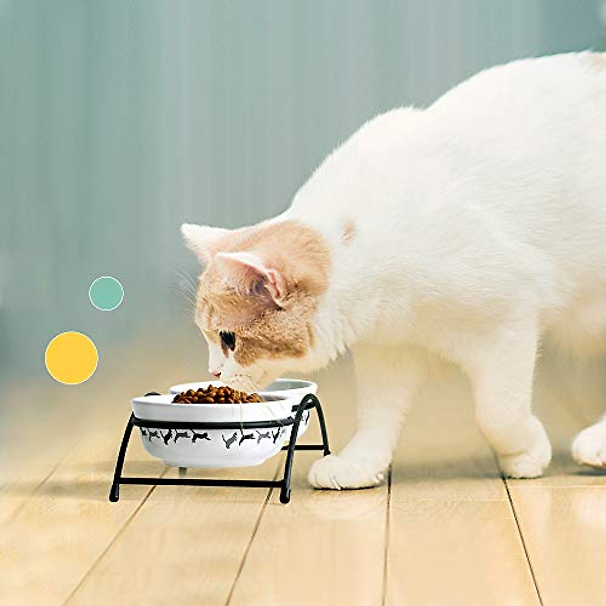 Y YHY Cat Bowls Elevated, Cat Food Dish Raised, Tall Cat Bowls for Food and Water, Ceramic Pet Dishes for Cat or Dogs, Anti Vomiting, Whisker Fatigue, Dishwasher Safe, 12 Ounces