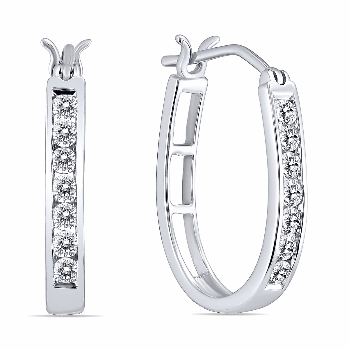 Certified 1/2 Carat TW Diamond Hoop Earrings in 10k White Gold (K-L Color, I2-I3 Clarity)