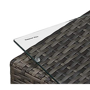 Tommy Hilfiger Oceanside Patio Rattan Outdoor Furniture Collection with All-Weather Brown Resin Wicker Frame, Porch or Pool, Garden, Side Table