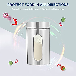 MAGICLULU Visible Kitchen Storage Tank 950ml Stainless Steel Storage Box Dry Food Storage Jar Tea Storage Tank Airtight Canister