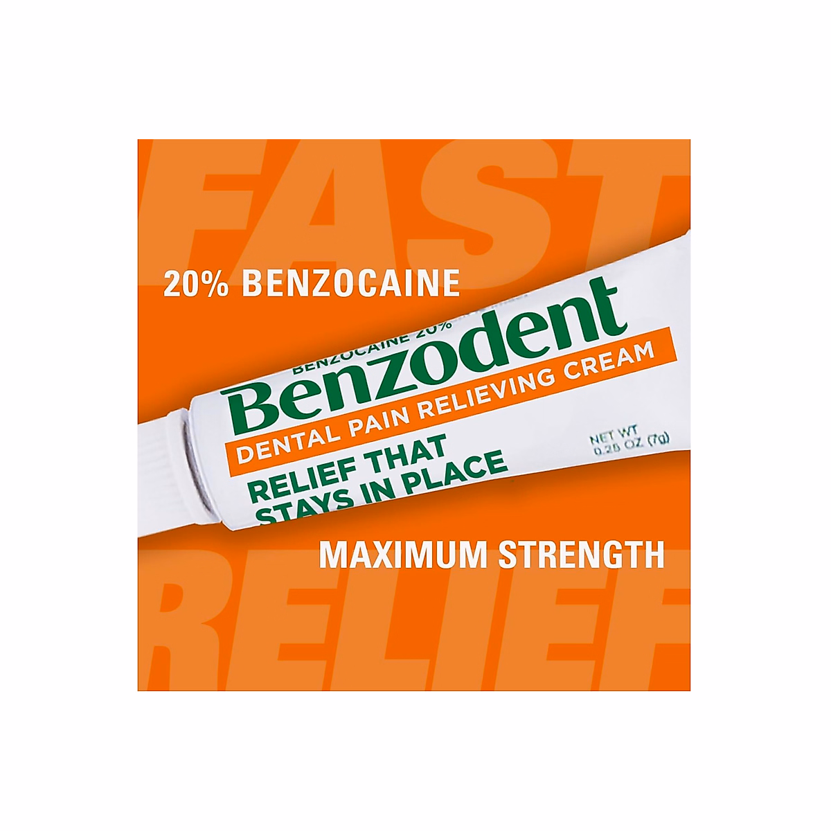 Benzodent Dental Pain Relieving Cream Topical Anesthetic, No Artificial Color & Flavors