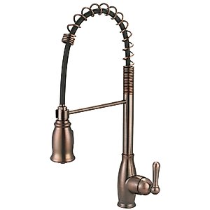 Olympia K-5045-BN Accent 1 or 3-Hole 8" Installation Single Handle Pre-Rinse Spring Pull-Down Kitchen Faucet in Oil Rubbed Bronze