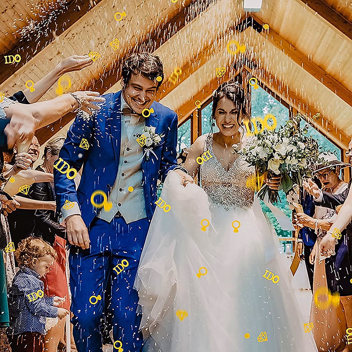 Gold Wedding Table Confetti, Bridal Shower Decorations Bride to Be Confetti Glittering Diamond Ring I Do Engagement Party Table Scatter, 100pcs