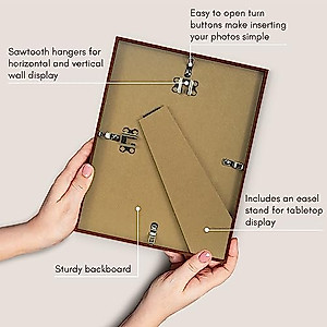 Americanflat 8.5x11 Picture Frame in Mahogany - Thin Border Photo Frame with Shatter Resistant Glass - Horizontal and Vertical Formats for Wall and Tabletop