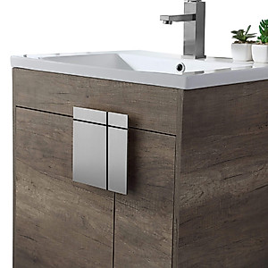 Fine Fixtures - Modern Gray 36" Bathroom Vanity Set, Chrome Hardware, Vireous China Sink Top