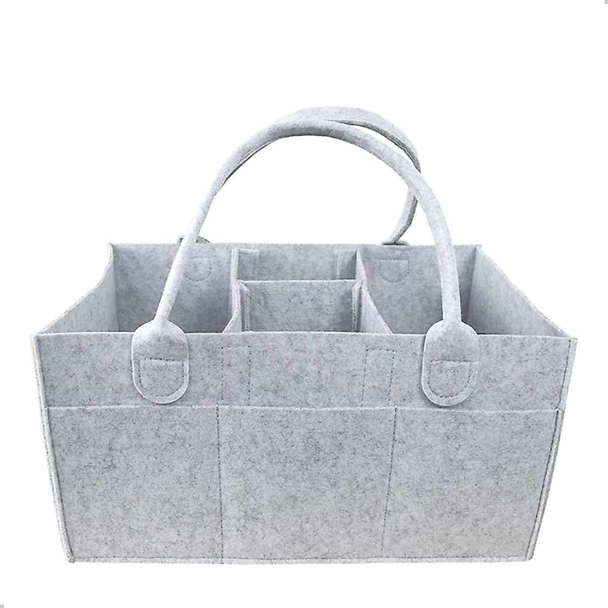 TOFOAN Baby Diaper Caddy Organizer with Removable Inserts,Thickened Felt Nursery Basket,Baby Diaper Bag Organizer with Detachable Dividers,Baby Diaper Caddy Organizer for Changing Table,Car - Grey