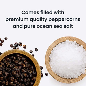 Olde Thompson 7" Brushed Nickel Salt Shaker & Pepper Mill Set, Adjustable Pepper Grinder