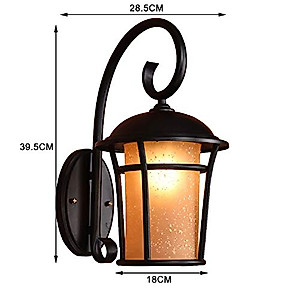 PEHUB Outdoor Waterproof Glass Wall Light Garden Balcony Retro Wall Lamp Indoor Outdoor Lighting Decorative Lamp E27 Lamp Holder Raindrop Glass Matt Black Wall Sconce Exterior Light Fixture