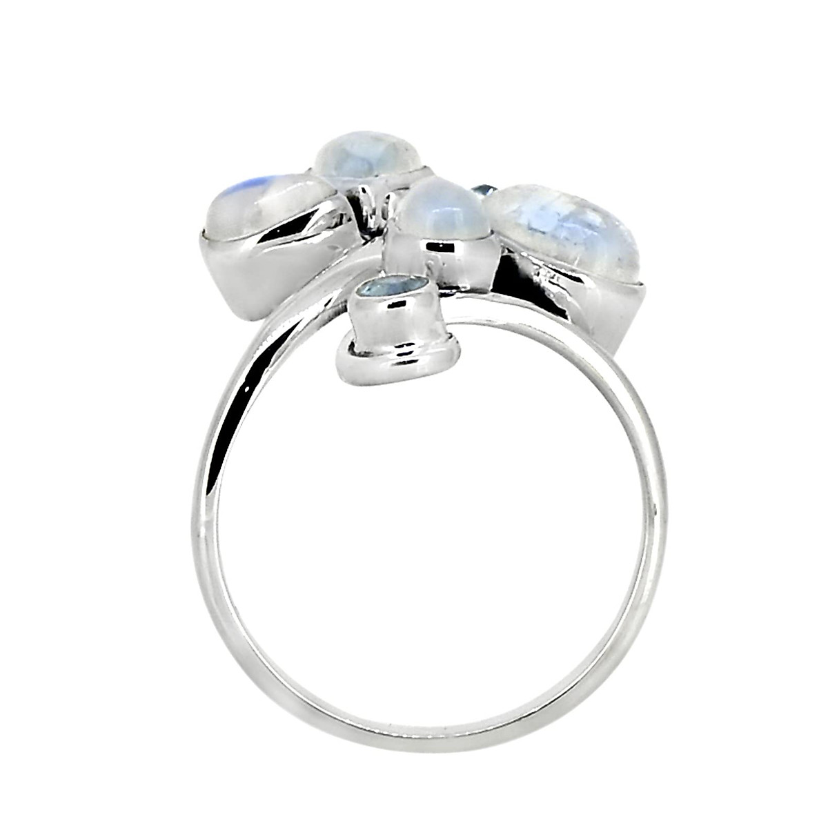 YoTreasure Moonstone & Blue Topaz Chunky Ring in .925 Sterling Silver