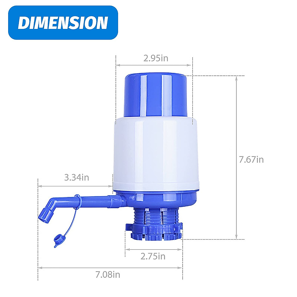 2 Pack Portable Manual Water Pump 5 Gallon, Water Jug Dispenser Bottle Pump Drinking Water Pump with an Extra Short Tube and Cap Fits Most 2-6 Gallon Water Coolers