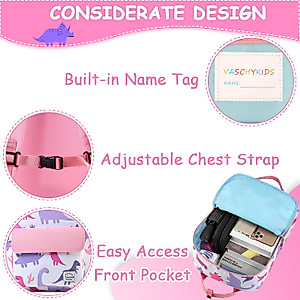 VASCHY Dinosaur Backpacks Girls, Lightweight Toddler Kids Preschool Backpack for Children