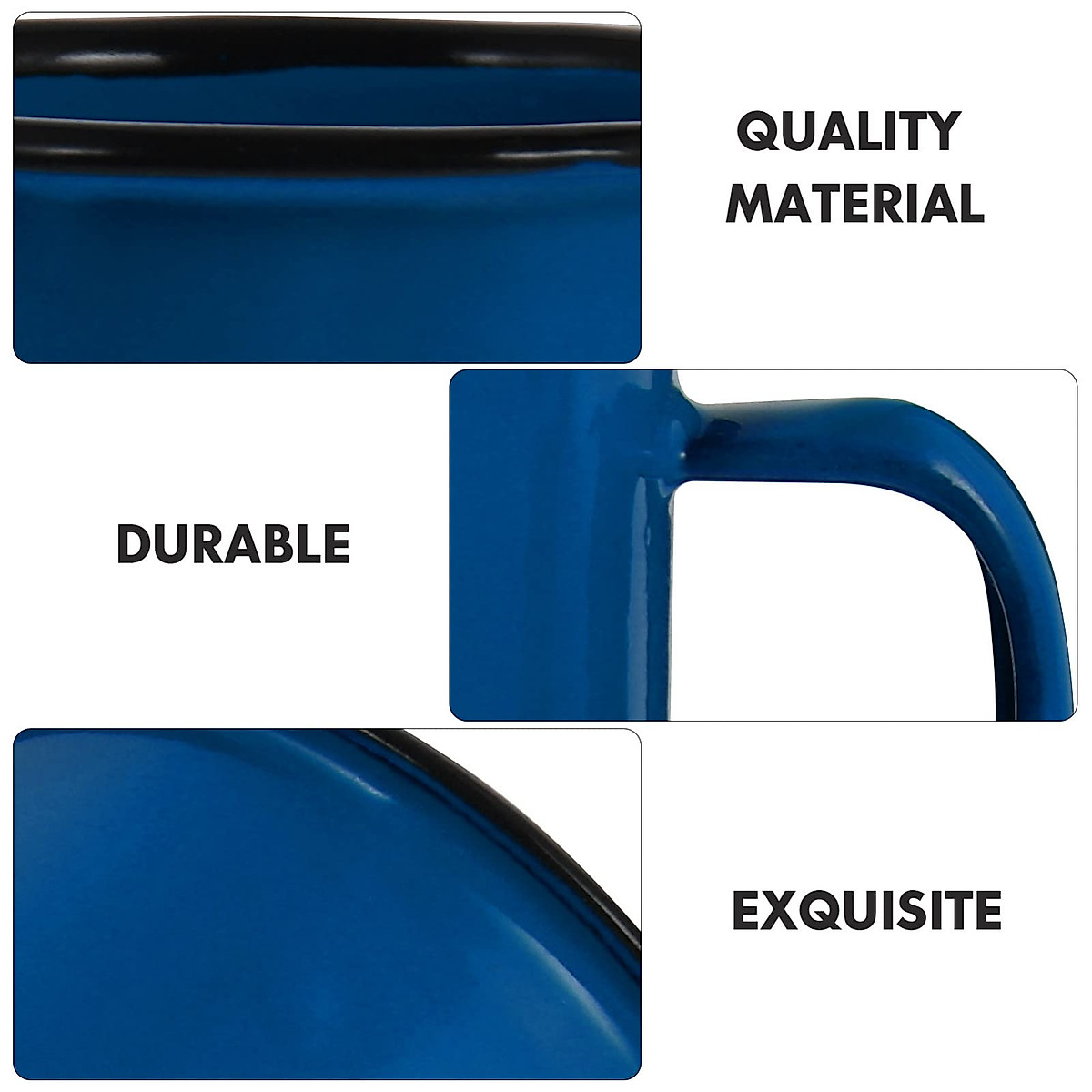 Operitacx Enamel Coffee Mug Camping Cup: Vintage Tin Tea Cup Metal Beer Mugs Water Drinking Cup for Outdoor Hiking Travel Picnic Milk Beverage Drinks Blue