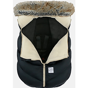 7AM Infant Car Seat Cover - Winter Puffy Cover with Center Zipper for Baby Boys & Girls, Lightweight, Windproof & Water-Repllent Outer Shell, Universal Fit for Infant Car Seat | (0-12M)