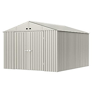 Arrow Shed Elite 10' x 12' Outdoor Lockable Gable Roof Steel Storage Shed Building, Cool Grey