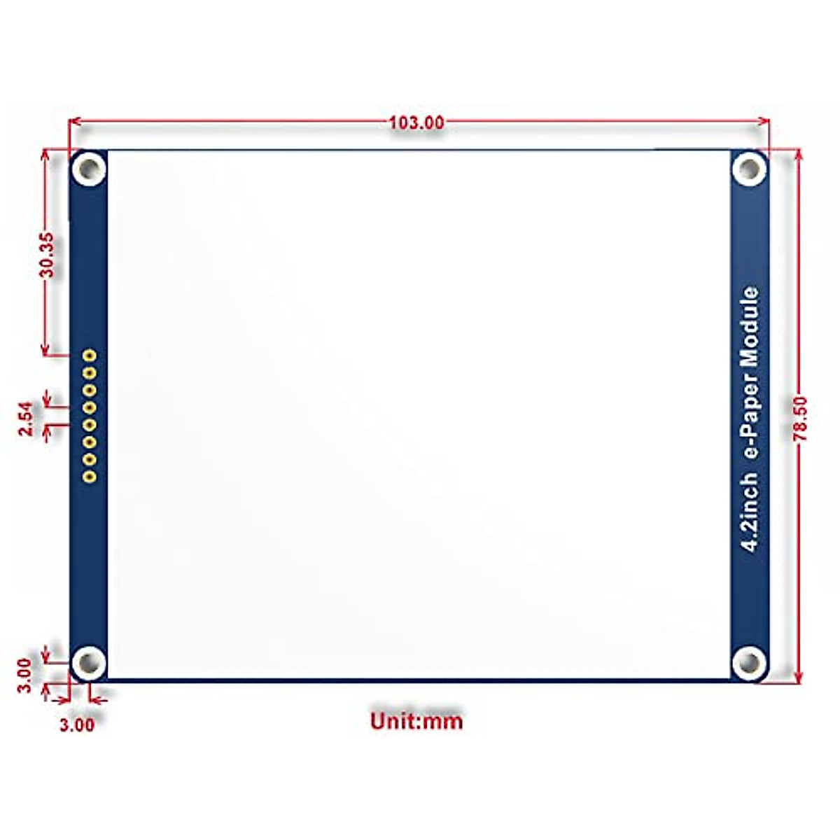 waveshare 4.2inch E-Ink Display Module Compatible with Raspberry Pi 5/4B/3B/Zero/Zero W/Zero 2W/Pico/Pico W/Pico WH, 400x300 Resolution Three-Color SPI Interface