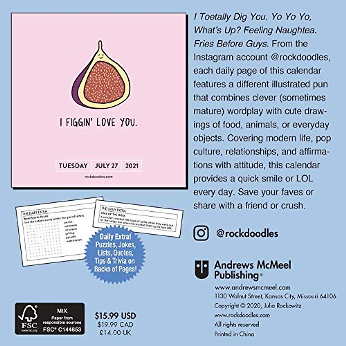 A 2021 Punny Day-to-Day Calendar by @rockdoodles: Carbe Diem