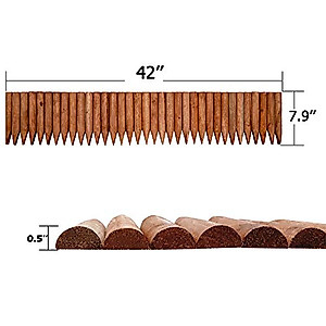 Worth Garden 3.5 Ft Wooden Short Fence Outdoor Landscape Edging Flexible Decorative Border - Tree Fence - Spring Garden & Yard Maintenance - 7.9'' H x 42'' L - (H:7.9'', Brown) - K619B04