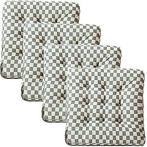 Chair Cushions for Dining Chairs 4 Pack - Seat Cushions for Kitchen Chairs, Chair Pads for Dining Chairs, Kitchen Chair Cushions Corduroy and Elastic Pearl Cotton 16x16 (Green, 4)