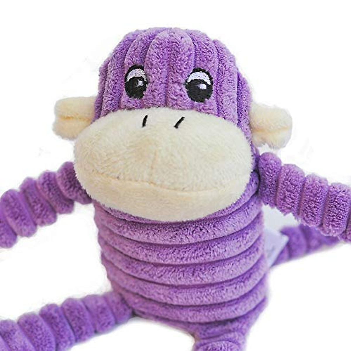 ZippyPaws - Spencer The Crinkle Monkey Dog Toy, Squeaker and Crinkle Plush Toy - Purple, Small
