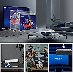 Mini Projector with 5G WiFi and Bluetooth, Native 1080P Portable Projector, Movie Projector Compatible with TV Stick/Phone/PC/DVD/HDMI/AV/USB/SD etc, indoor & outdoor use