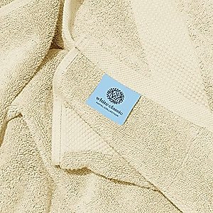 White Classic Luxury Cotton Washcloths | 12 Pack Luxury Bath Sheet | 2 Pack Bundle (Beige)