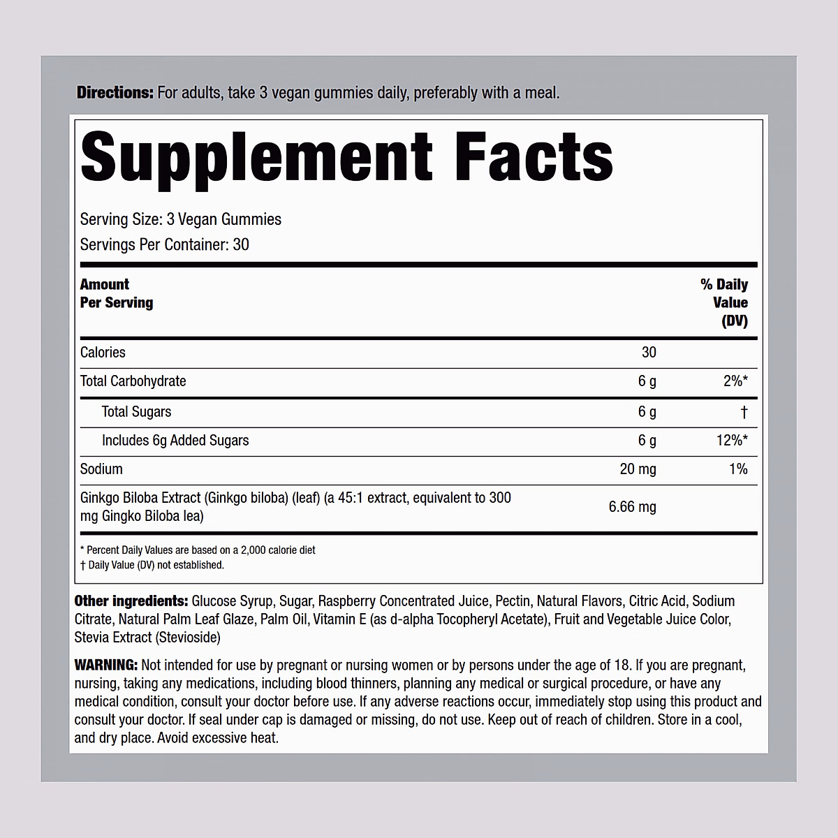 Piping Rock Ginkgo Biloba Supplements | 90 Gummies | Peach Raspberry Flavor | Vegan, Non-GMO, Gluten Free Extract