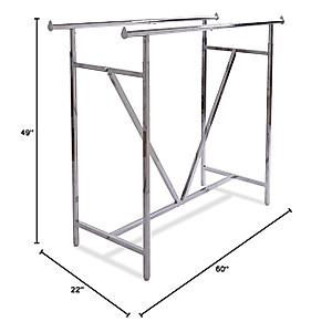 Econoco - Adjustable Heavy Duty Double Bar, Retail Clothing Rack, Rectangular Hangrail Rack w/V-Brace