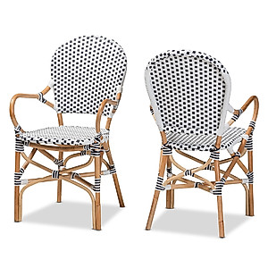 Baxton Studio Naila Natural Rattan Dining Chair, 2-Piece Set, Black