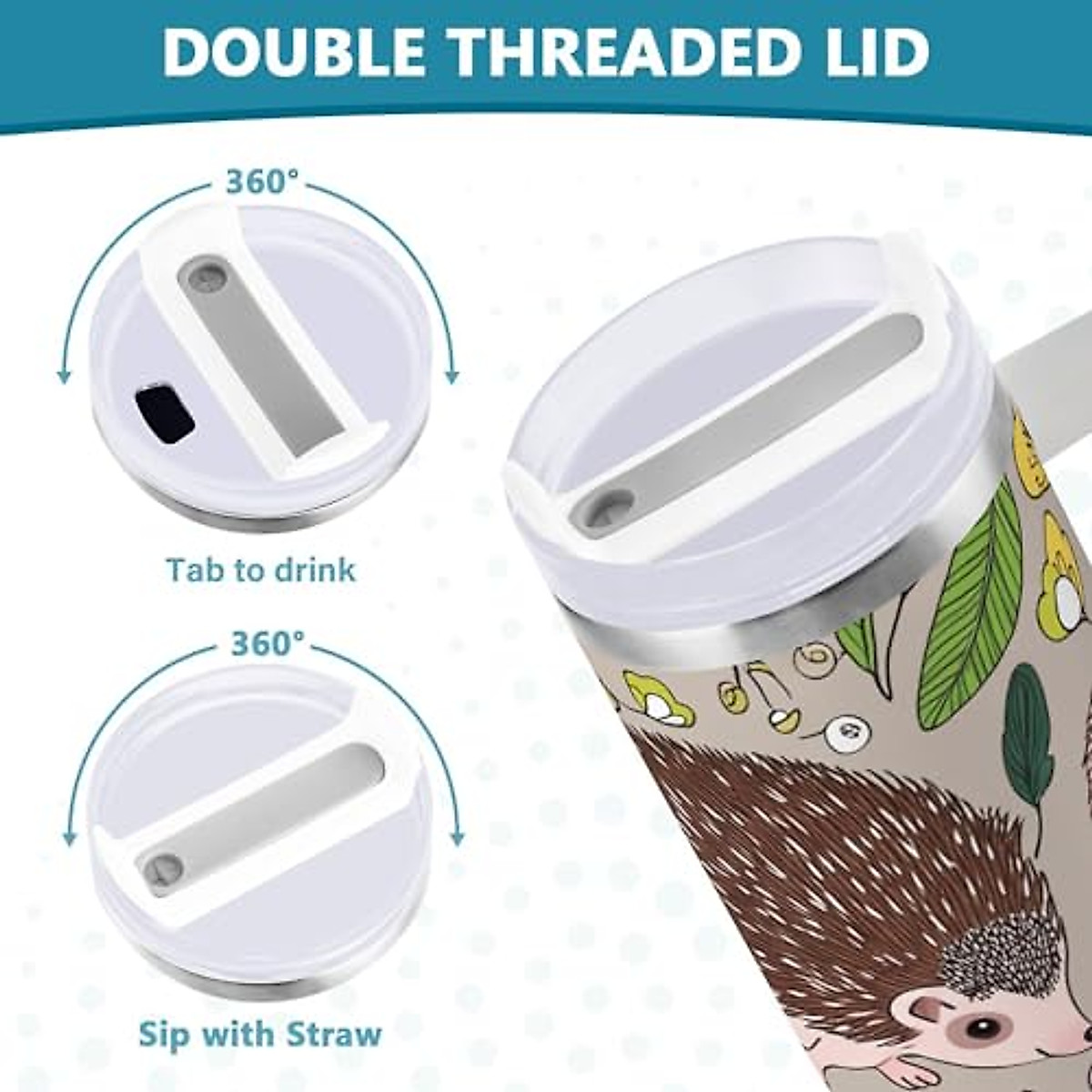 RPLIFE Adorable Hedgehogs Vintage Tan Coffee Tumbler, Stainless Steel Mug, Insulated Tumbler, Tumblers for Women