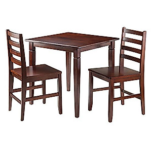 Winsome Kingstate Dinning Table with 2 Hamilton Ladder Back Chairs, Brown