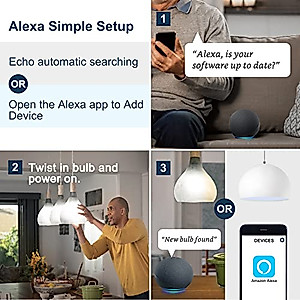 Sengled Alexa Light Bulb, 75W Equivalent Smart Light Bulbs, 1050LM High Brightness Bluetooth Mesh Smart Bulbs That Work with Alexa Only, Dimmable LED Light Bulbs A19 5000K, No Hub Required, 4 Pack