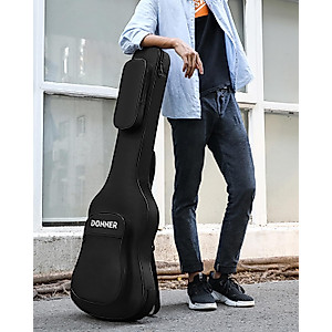 Donner 47 Inch Bass Guitar Case, 0.4 Inch Thick Padding Sponge 600D Ripstop Waterproof Nylon Soft Electric Bass Guitar Gig Bag with 3 Pockets and Back Hanger Loop, Black