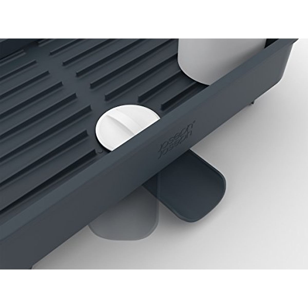 Joseph Joseph 85040 Extend Expandable Dish Drying Rack and Drainboard Set Foldaway Integrated Spout Drainer Removable Steel Rack and Cutlery Holder, Gray