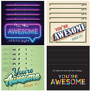 Youngever 300 Pack You Are Awesome Cards, 4 Unique Inspirational Designs Cards, Business Card Sized Encouragement Cards, Appreciation Cards for Students, Teachers, Employees, Friends, Family