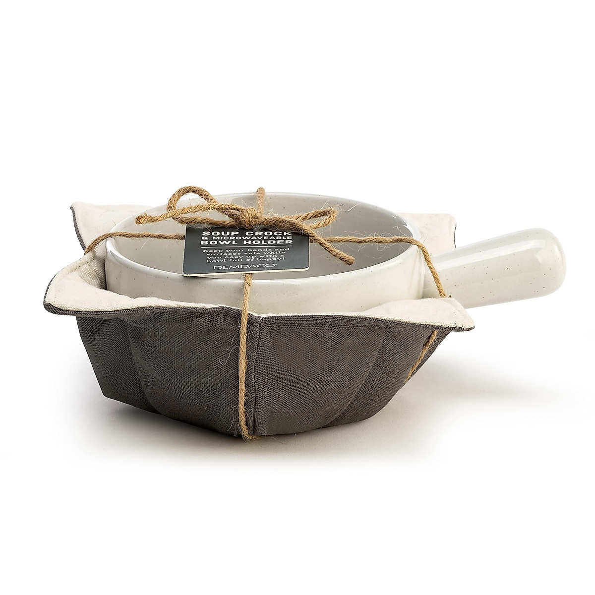 DEMDACO In The Woods Forest Green 7.5 x 5 Stoneware and Cotton Soup Crock and Cozy Set