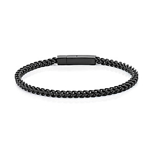 Metro Jewelry Thick Foxtail Chain Necklace and Bracelet Set for Men in Stainless Steel with Black Ion Plating 4 mm Wide 22 Inches Long Jewelry Set